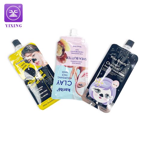 Custom Printed Samples Sachets With Spout Packaging Cosmetic Sunscreen Spout Pouch With Brush