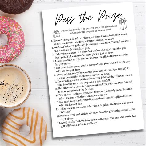 Pass The T Game Pass The Prize Bridal Poem Game Left Right Bridal