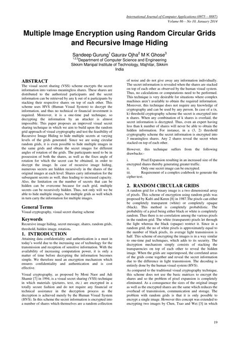 Pdf Multiple Image Encryption Using Random Circular Grids And