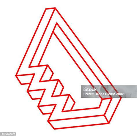 불가능한 모양 신성한 기하학 그림입니다 로고 착시 추상적 인 영원한 기하학적 개체 불가능한 끝없는 개요 광학 예술 흰색 배경에