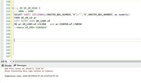 error converting data type varchar to numeric issue databases