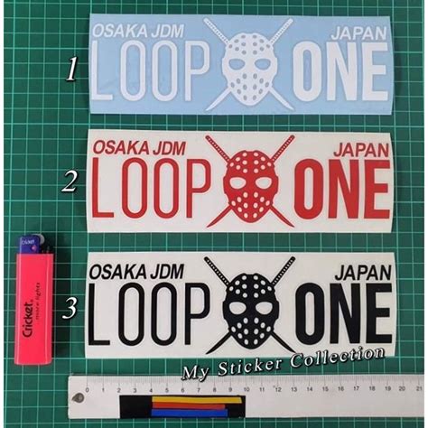 Loop One Osaka Jdm Japan Whiteredblack Sticker Cutting Designs Jdm