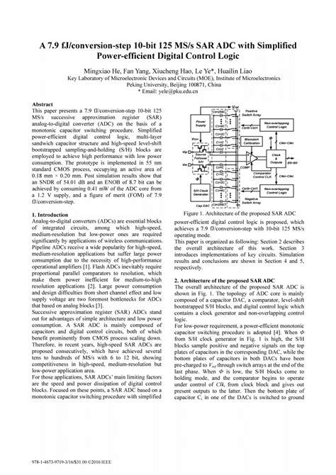 pdf a 7 9 fj conversion step 10 bit 125 ms s sar adc with simplified power efficient digital