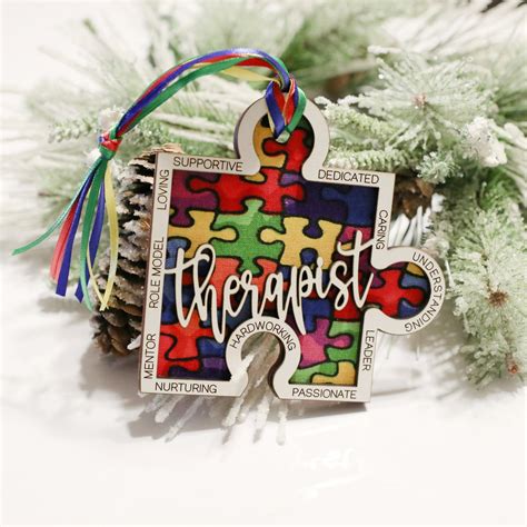 Personalized Autism Puzzle Piece Ornament Therapist T Etsy
