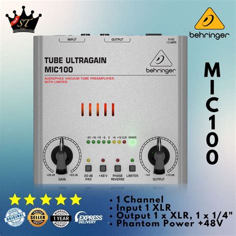 Jual Behringer Mic100 Mic 100 Mic Preamp Microphone Instrument Tube