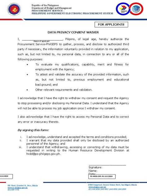 Data Privacy Consent Form Pdf Consent Government