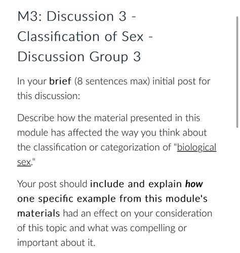 Solved M3 Discussion 3 Classification Of Sex Discussion