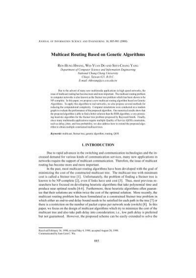 multicast routing based on genetic algorithms