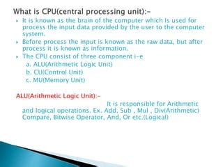 Basics COMPUTER FUNDAMENTALS Unit I Pptx