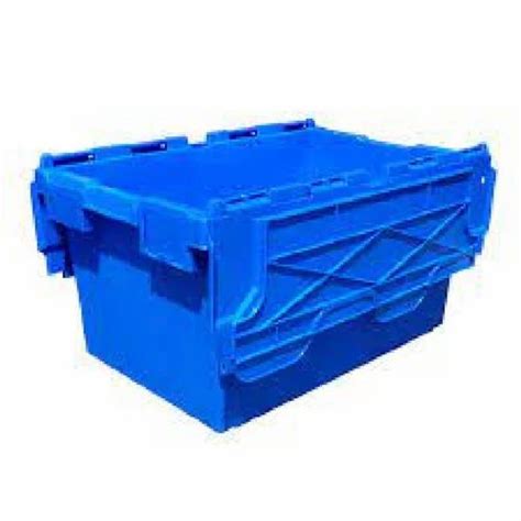 Square Cowled Nilkamal Attached Lid Stackable Plastic Crates For Industrial Capacity 15 25 Kg