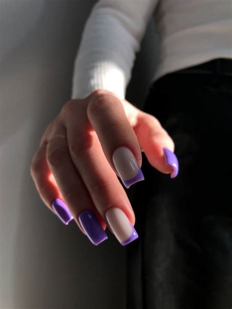 яркий френч Дизайнерские ногти Ногти Фиолетовые ногти