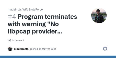 Program Terminates With Warning No Libpcap Provider Available Pcap