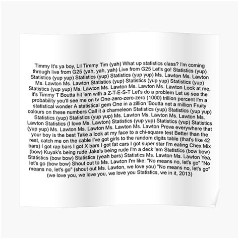 Timothee Chalamet Lil Timmy Tim Statistics Lyrics Premium Matte