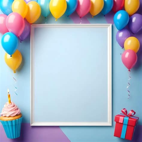 생일 파티 초대 카드 프레임 수직 배경 텍스트에 대한 빈 복사 공간 프리미엄 사진