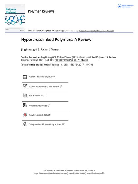 Hypercrosslinked Polymers A Review Pdf High Performance Liquid