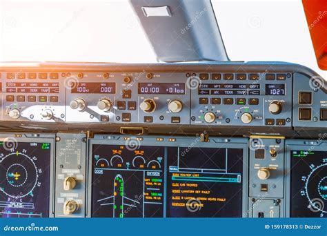 Dashboard Autopilot Parameters In A Passenger Airliner Aircraft Close