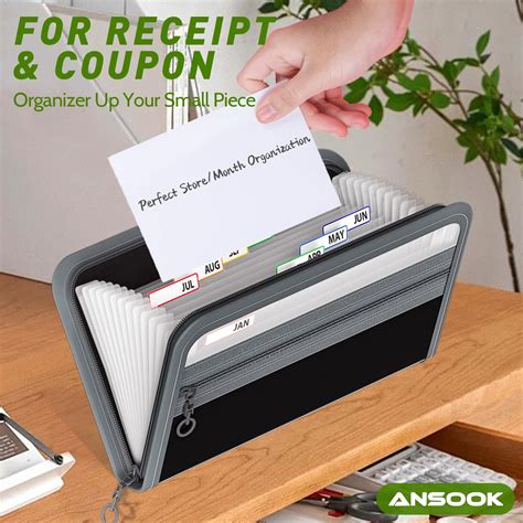 Small Expanding File Organiser 13 Pockets Mini Accordian File Folder Document Zippered