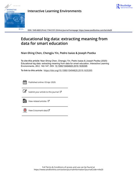 Pdf Educational Big Data Extracting Meaning From Data For Smart