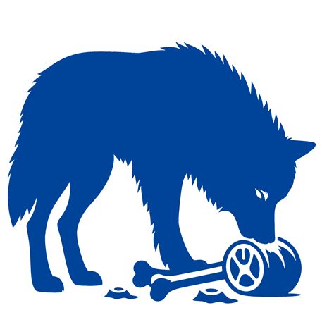 Blue Silhouette Of A Wolf Eating A Bone 49719875 Png