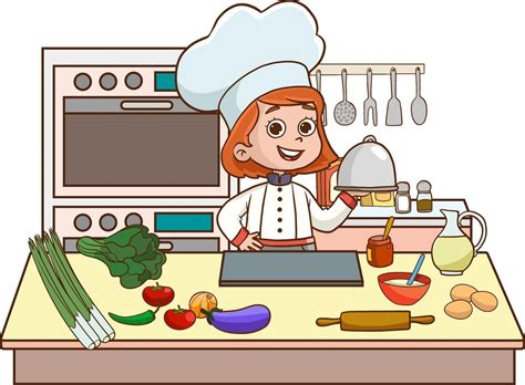 Niños Pequeños De Dibujos Animados Cocinando En La Cocina 48797135