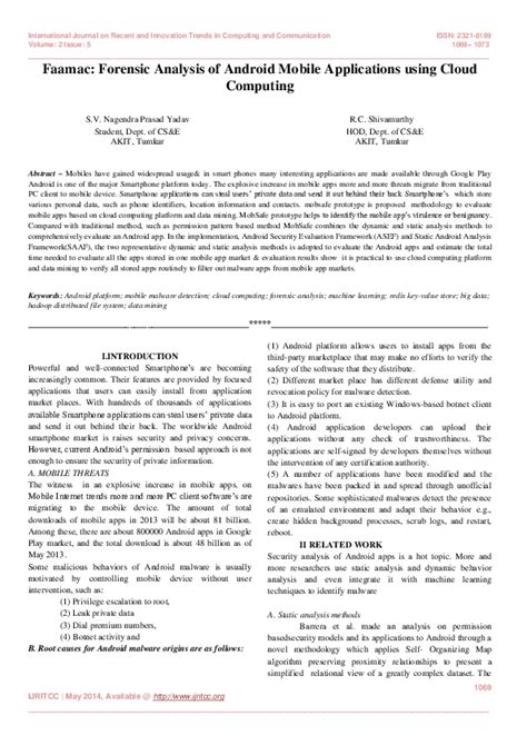 Pdf Faamac Forensic Analysis Of Android Mobile Applications Using