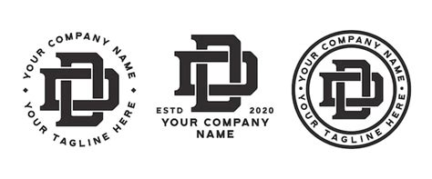 Dd 모노그램 로고 프리미엄 벡터