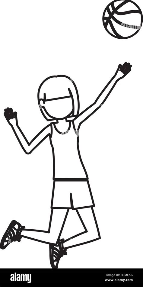 Girl Playing Basketball Drawing Cute Girl Playing Basketball
