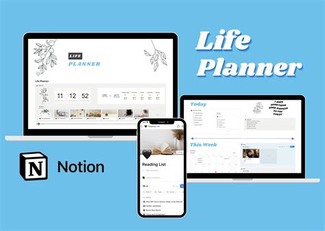 Life Planner Notion Template Calendar Tasks Wellbeing Life
