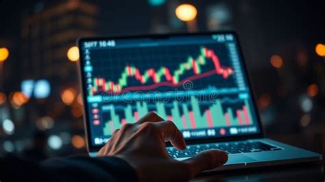 Stock Market Data Analysis On Laptop At Night Stock Illustration Illustration Of Machine