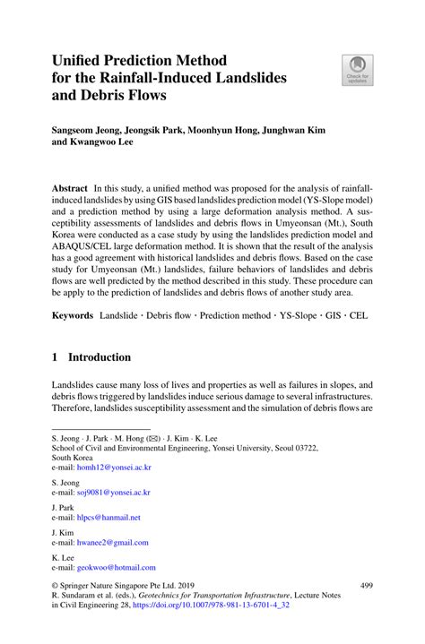 Pdf Unified Prediction Method For The Rainfall Induced Landslides And Debris Flows