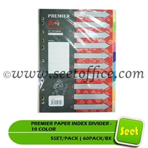 PREMIER PAPER INDEX DIVIDER COLOR SET PACK PACK BX Seet Office Supplies Malaysia