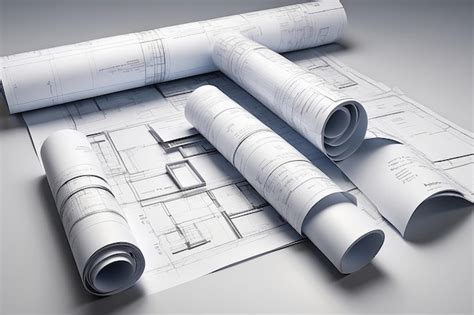 Premium Photo 3d Rendering Of An Architecture Model With Rolled Up Blueprints And Handwritten