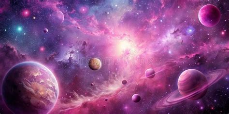 Pink Universe Light Galaxies Sky In Space Planets And Stars Beauty Of