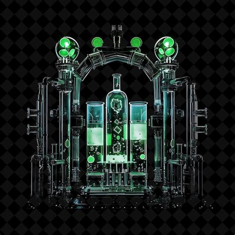 Portão De Laboratório Misterioso Com Tubos De Teste Burbulhantes E Coleção De Cores De Neon De