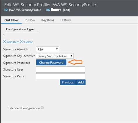 how to create a ws security profile using signature and keystore jks