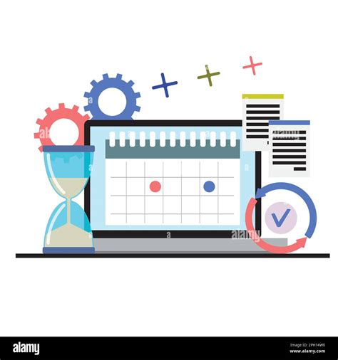 Planning Time On Laptop Calendar And Hourglass Time Management