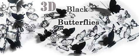 Ewong 3d Butterfly Wall Decor 66pcs Black Butterfly