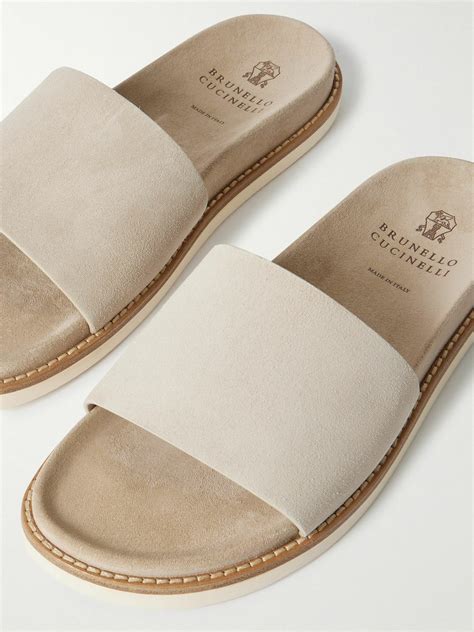 Brunello Cucinelli Suede Slides Neutrals Brunello Cucinelli