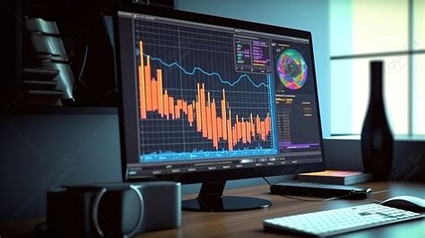 향상된 시각적 기능 컴퓨터 화면 배경에서 3d 일러스트레이션 그래프 및 차트를 사용하여 재무 데이터 탐색 시각적 배경 차트 배경 돈 거래 배경 이미지 Hd 시각적