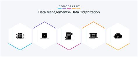 Data Management And Data Organization 25 Glyph icon pack including checklist. system. problem ...