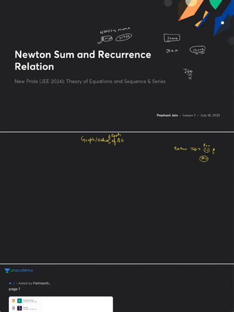Newton Sum And Recurrence Relation With Anno Pdf