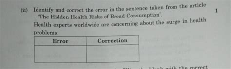 Ii Identify And Correct The Error In The Sentence Taken From The Articl