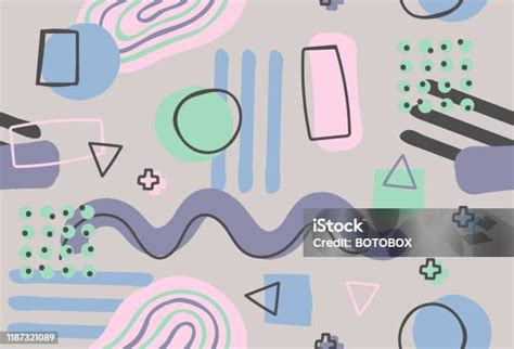 기하학적 모양의 추상 팝 아트 컬러 배경 매끄러운 패턴 복고풍 스타일 어린이 만화 색상 시작 배경의 창조적 인 벡터 그림입니다 0명에 대한 스톡 벡터 아트 및 기타 이미지