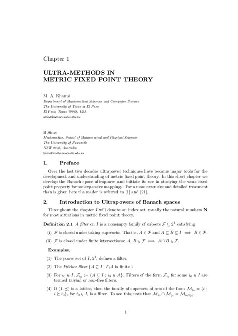 Pdf Ultra Methods In Metric Fixed Point Theory