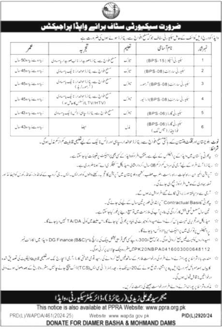 Wapda Security Inspector Jobs 2025