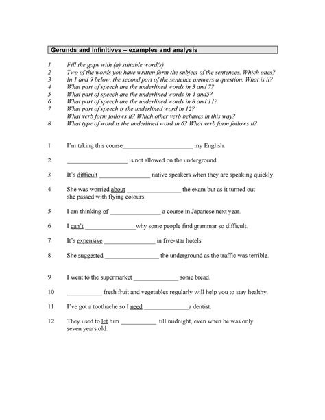 Gerund Vs Infinitive Guided Discovery Gerunds And Infinitives