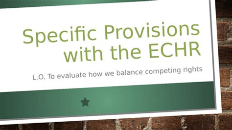 A Level Law Echr Main Provisions Lesson Eduqas Human Rights