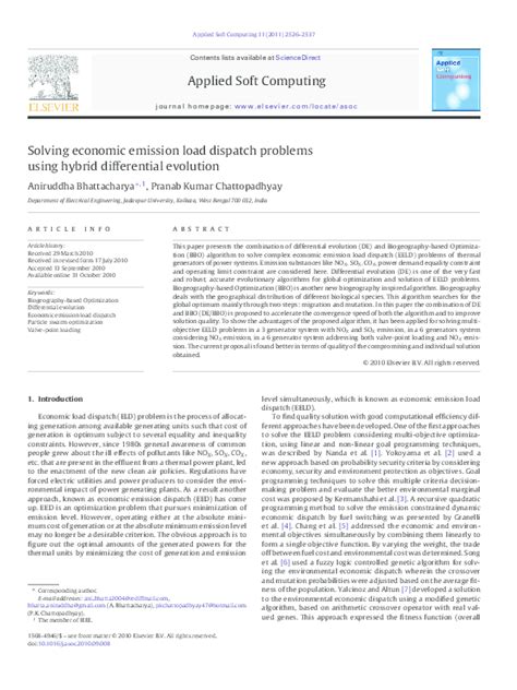 pdf solving economic emission load dispatch problems using hybrid