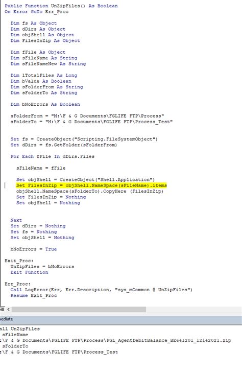 solved need help with making vba vbs script work to unzip a file and