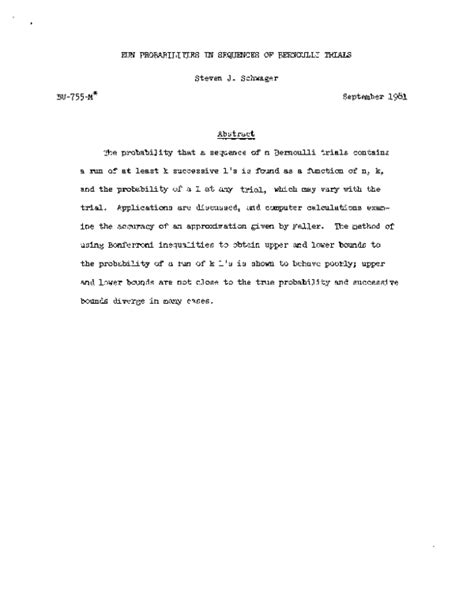 Pdf Run Probabilities In Sequences Of Bernoulli Trials
